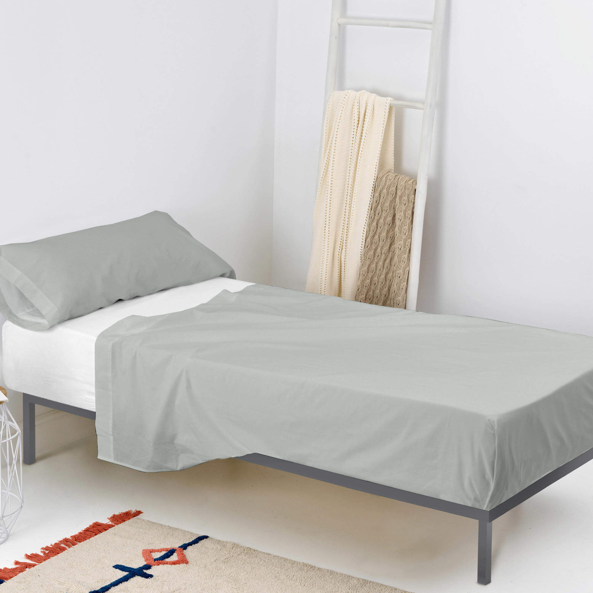 Basic Parure drap Gris 160x270 | Leroy Merlin