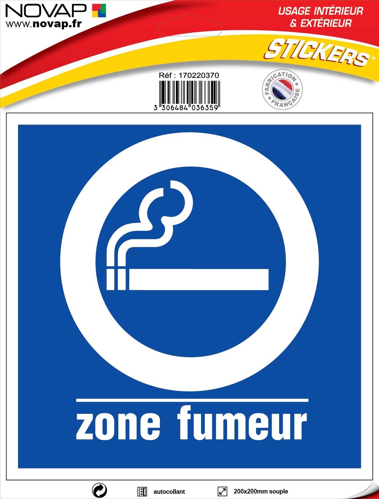 Panneau Zone fumeur - Vinyle adhésif 200x200mm - 4036359 | Bricoman