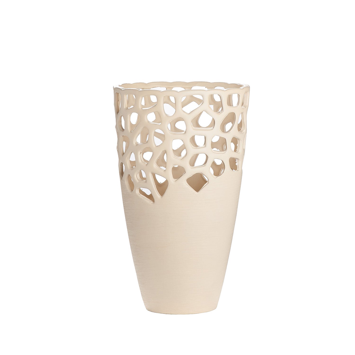 GILDE Vase Bologne en crème, céramique, conique, rayé, H.38 x L.23, 5cm | Leroy Merlin
