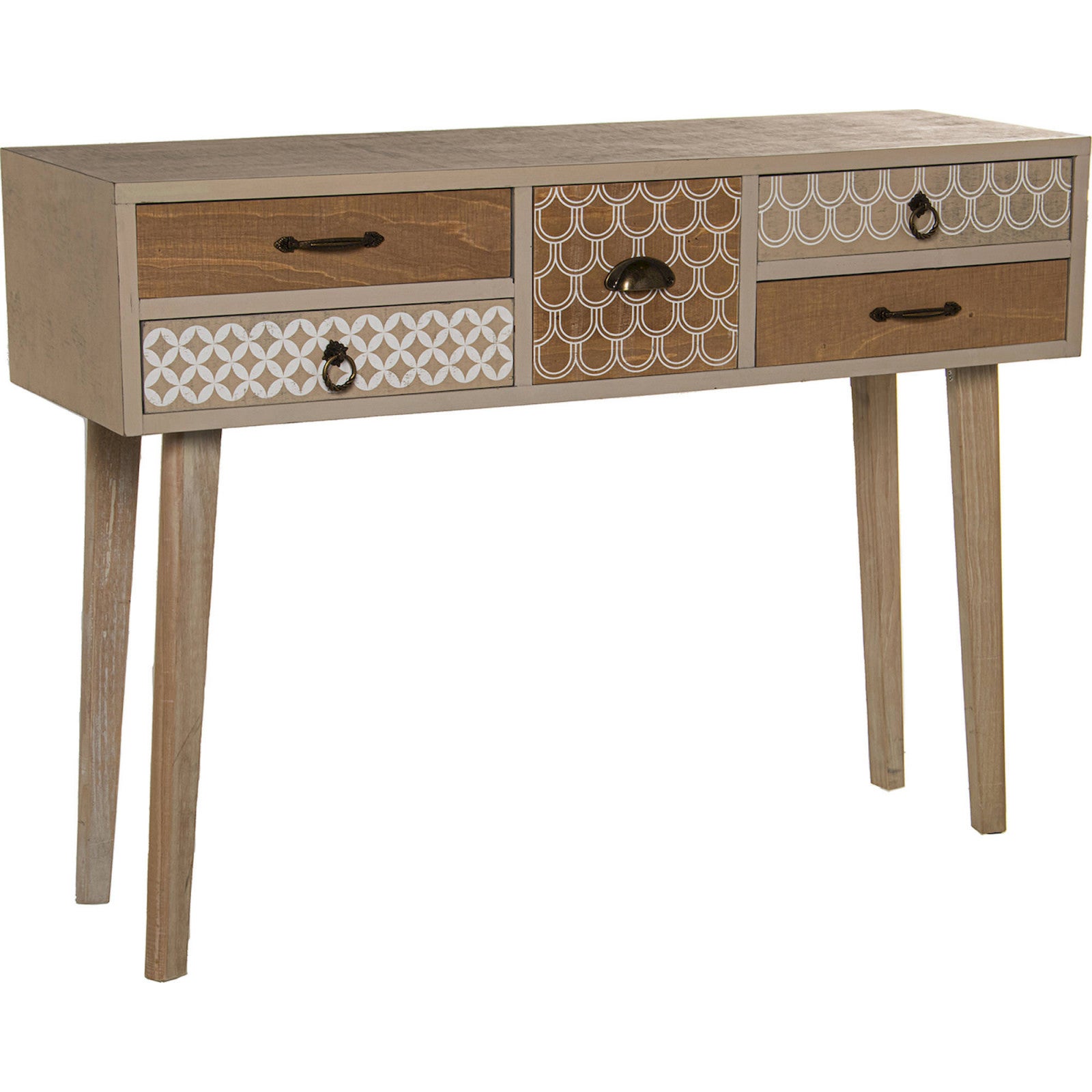 Console en bois élégant avec rangement pratique 110 x 35 x 80 cm Beige ...