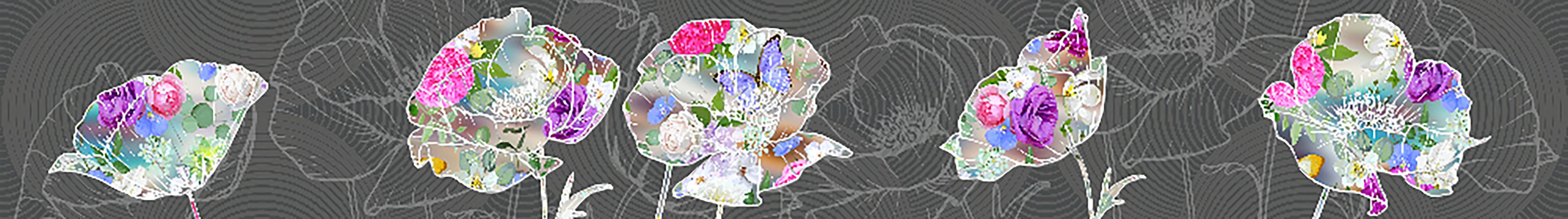 Cenefa autoadhesiva flores gris - 500 x 14 cm - Sanders & Sanders ...