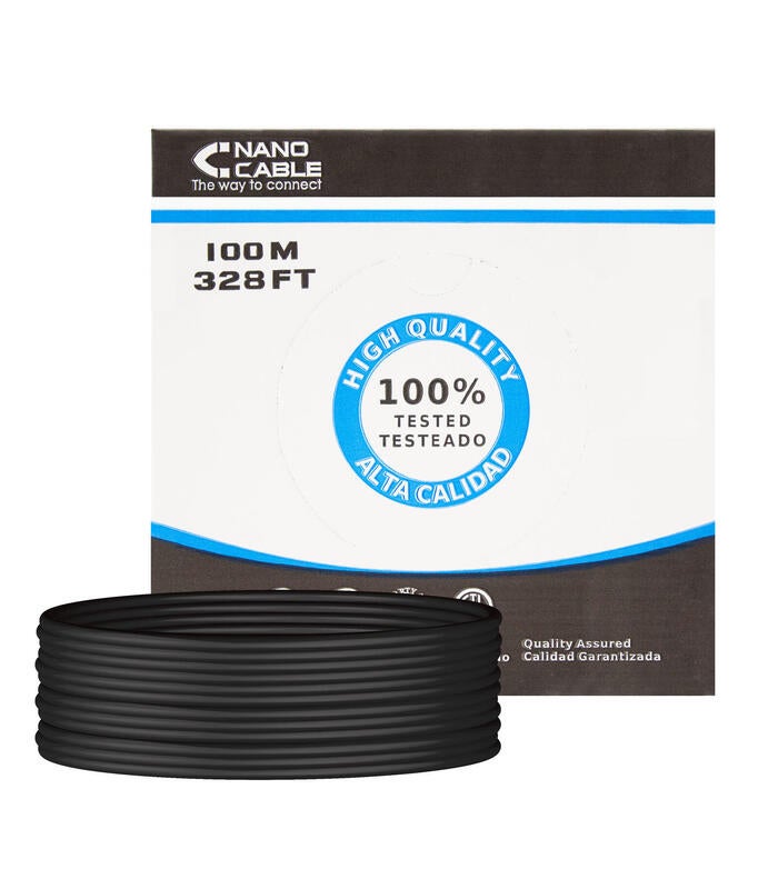 Bobina de Cable RJ45 UTP Nanocable 10.20.0302-EXT-BK Cat.5e/ 100m/ Negro | Leroy Merlin