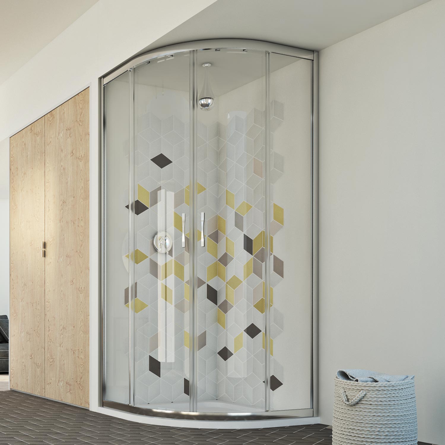 Cabine Douche 80x80 H198 Cm Demi-circulaire Transparent Mod. Evolution ...