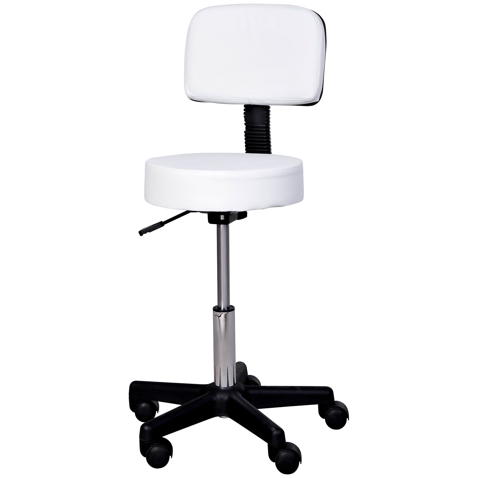 Tabouret roulant réglable en hauteur avec dossier,pivotant de 72 à 84cm ...