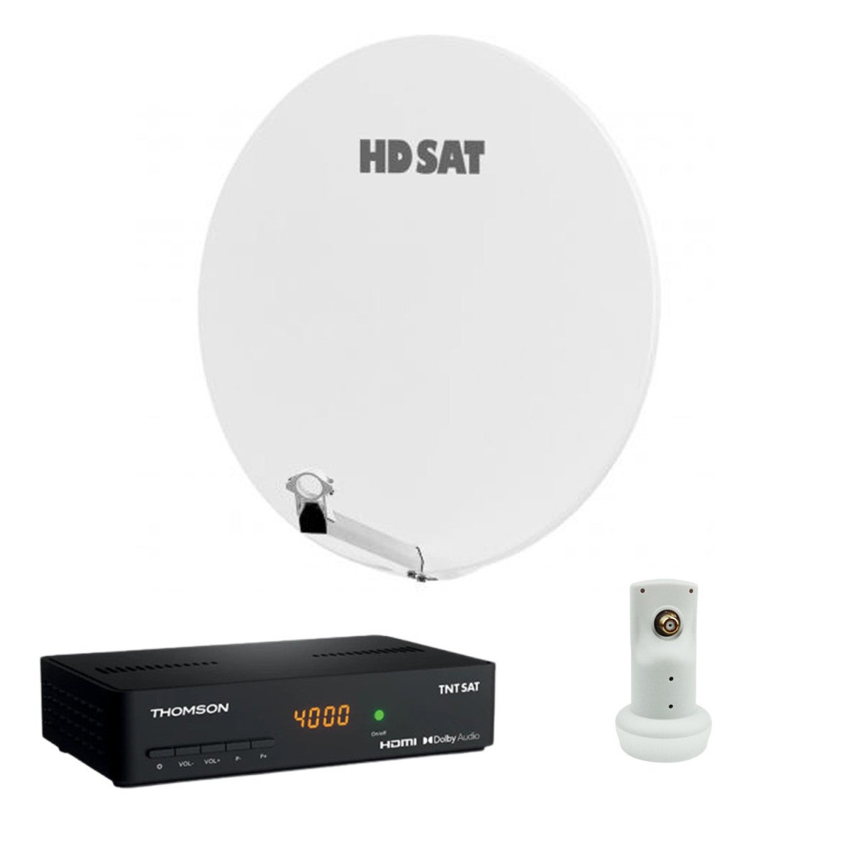 Pack HDSAT Parabole satellite fibre composite Blanche 85cm + LNB Single + Décodeur Satellite HD ...