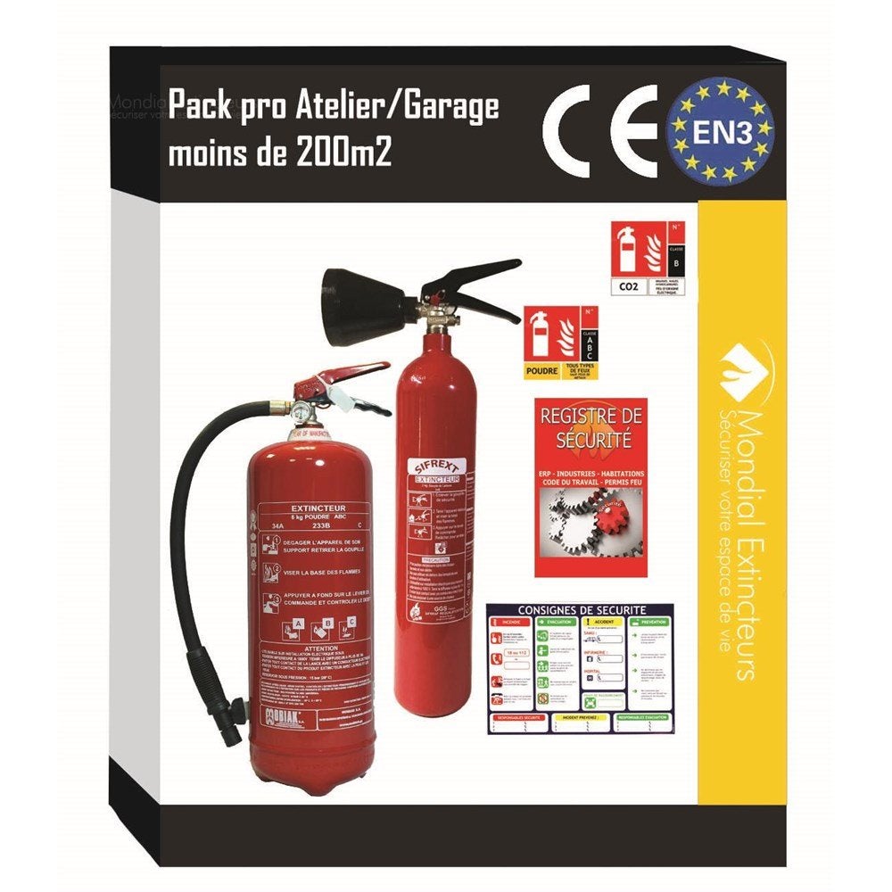 Kit Spécial garage ou atelier de -200m² / Marque : Mondial Extincteur ...