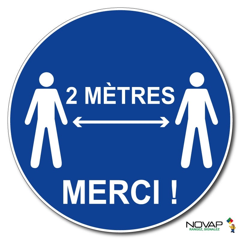 Panneau 2 mètres merci - Bleu - spécial sol - Ø 450 mm - 4008172 | Bricoman