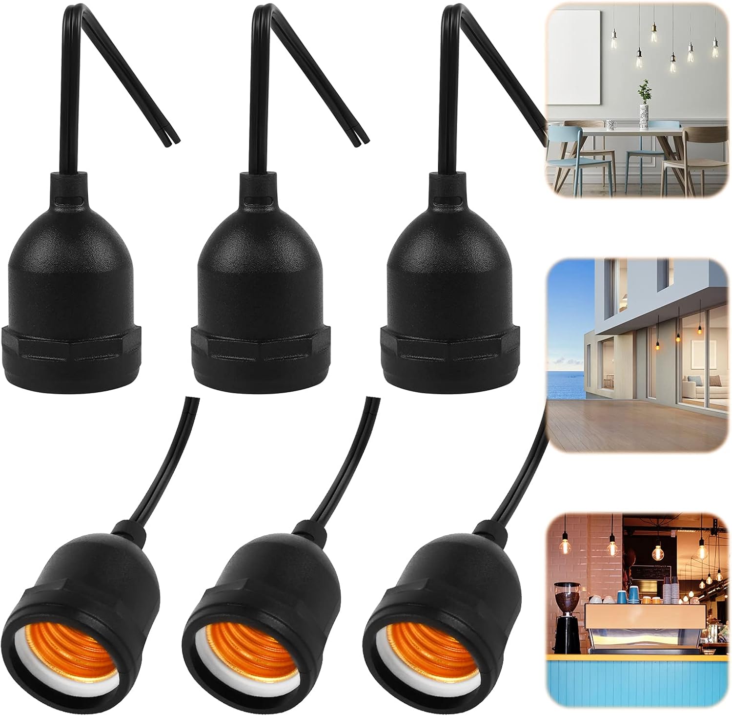 Douille E27 6PCS Adaptateur de douille de lampe E27 étanche E27 étanche ...