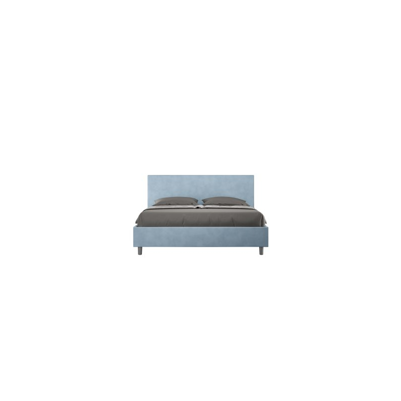 Cama Adele de microfibra azul claro con somier acolchado 160x210 ...