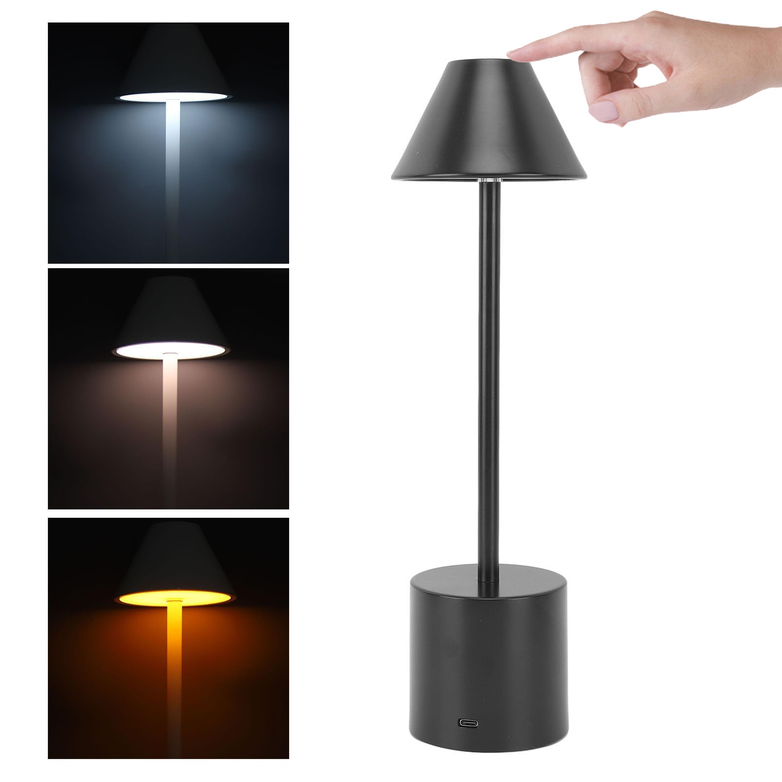 Lampe de table tactile LED 3 couleurs à intensité variable en continu ...