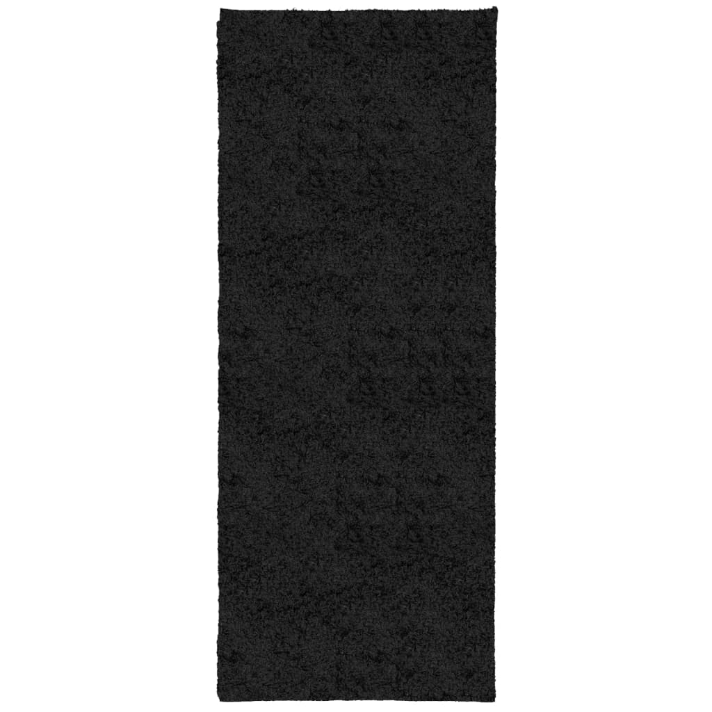 Tapis shaggy moderne à poils longs PAMPLONA noir 80x200 cm | Leroy Merlin