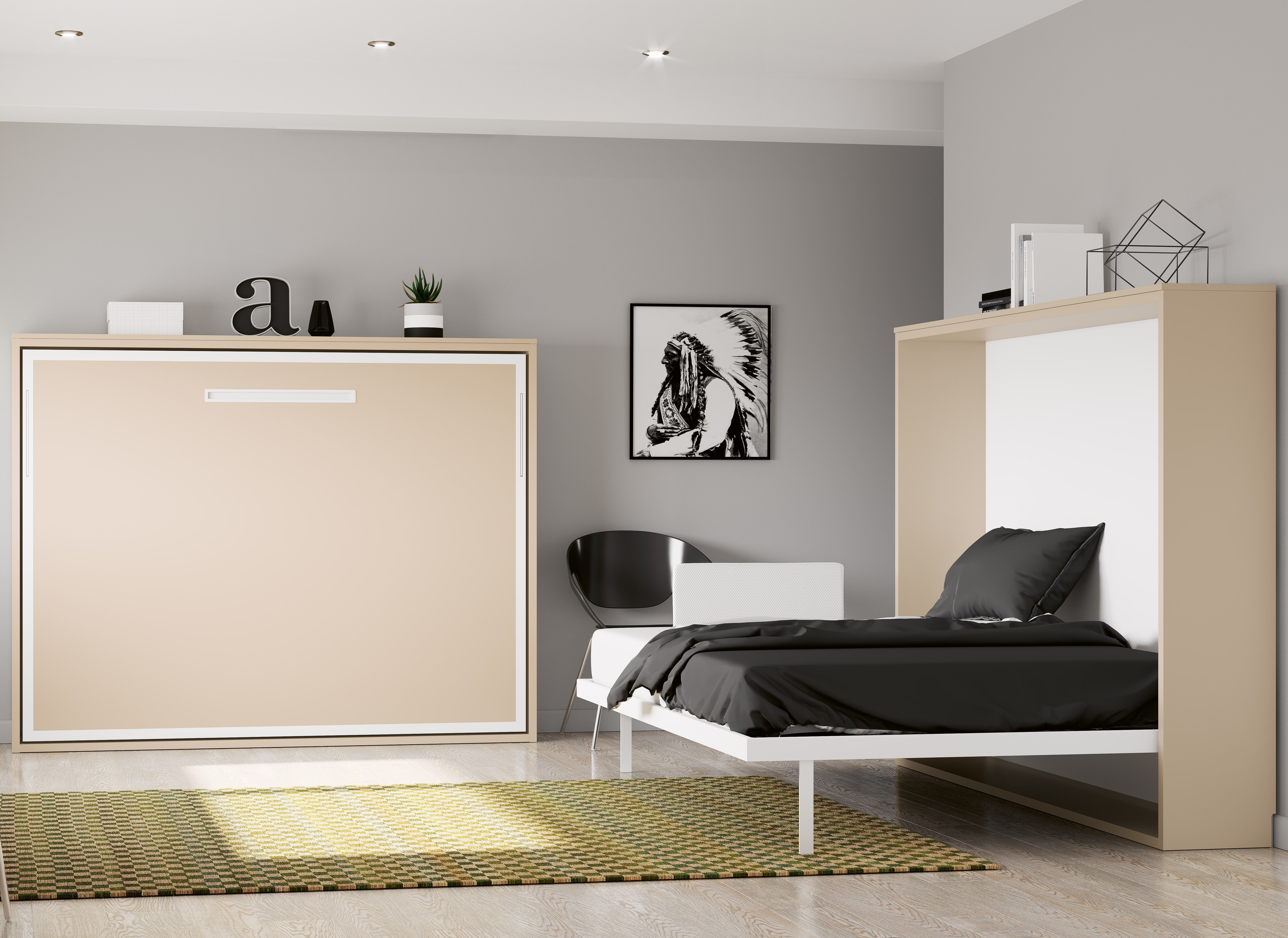 Lit escamotable horizontal 90x190 Paula cadre métallique --Coffrage ...