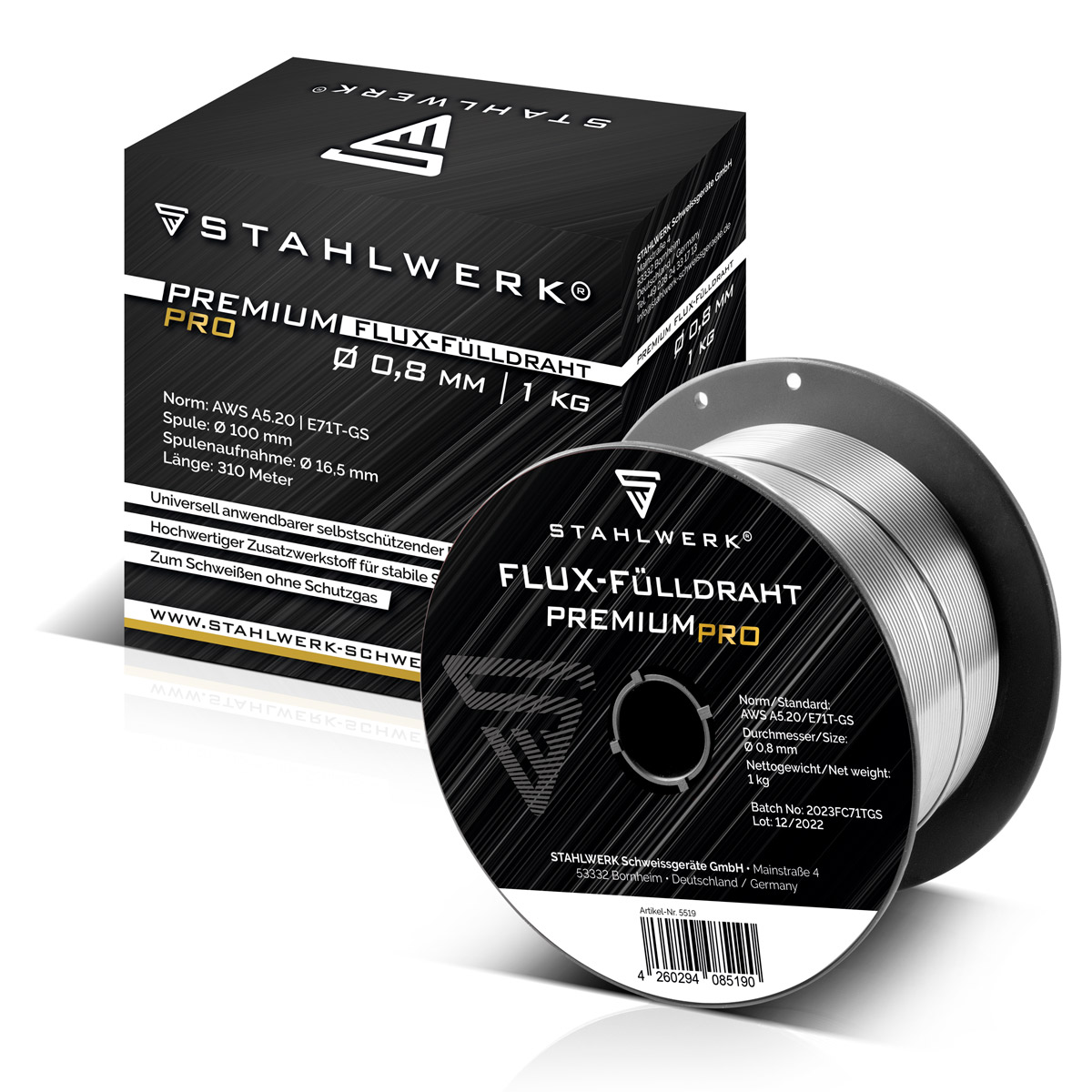 STAHLWERK Fil de soudage MIG MAG Premium Fil fourré E71T-GS Ø 0,8 mm S100/D100 1 kg | Leroy Merlin