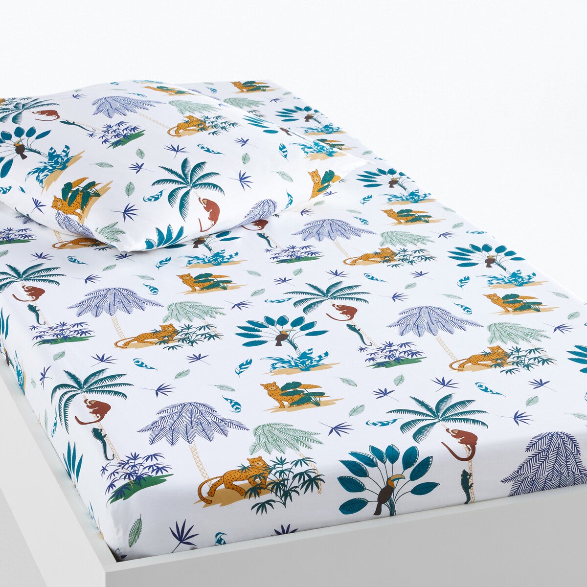 Drap-housse coton biologique, Petite Jungle - Imprimé - 90 x 140 cm ...