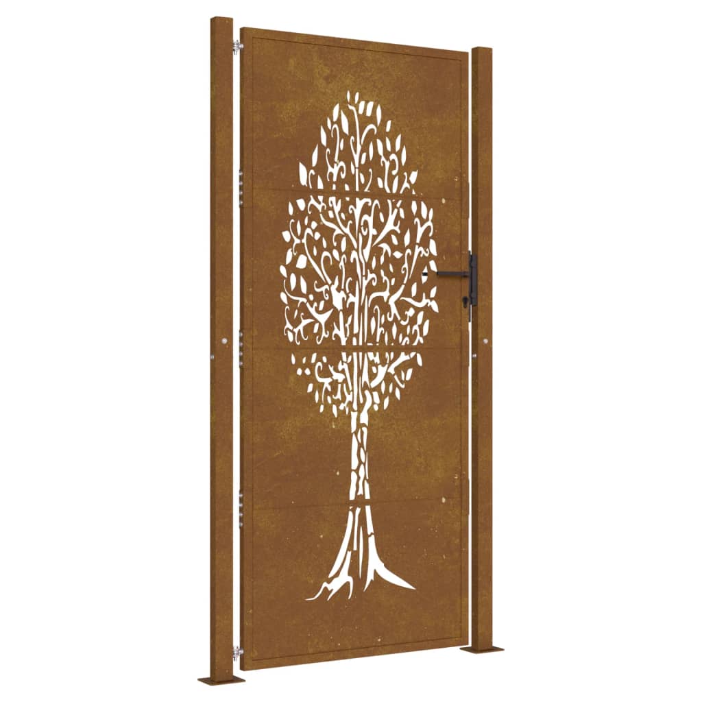Portail de jardin en acier corten design arbre 105x205 cm - COMFORTXL ...