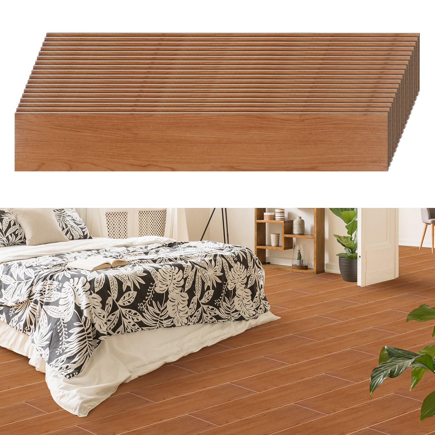 PVC Revêtement de Sol Adhésif PVC Vinyle 18 Pièces 2.51 m² Marron, 91,5 cm x 15,2 cm x 2 mm ...