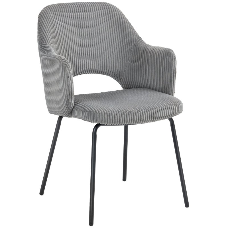 Silla de comedor, tapizada de pana, forma de concha, patas de metal ...