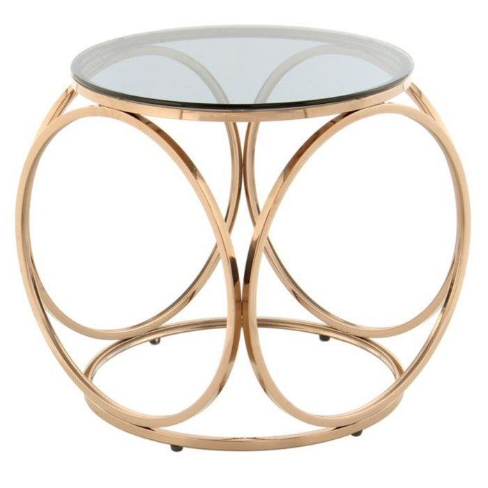 Table d'Appoint Design "Whitney" 52cm Gris & Or Rose | Leroy Merlin