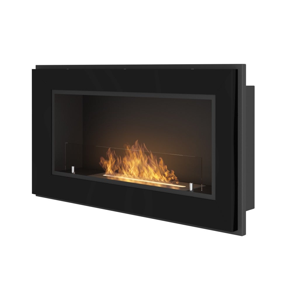 Cheminée au bioéthanol encastrable Frame 900 SimpleFire avec verre noir ...