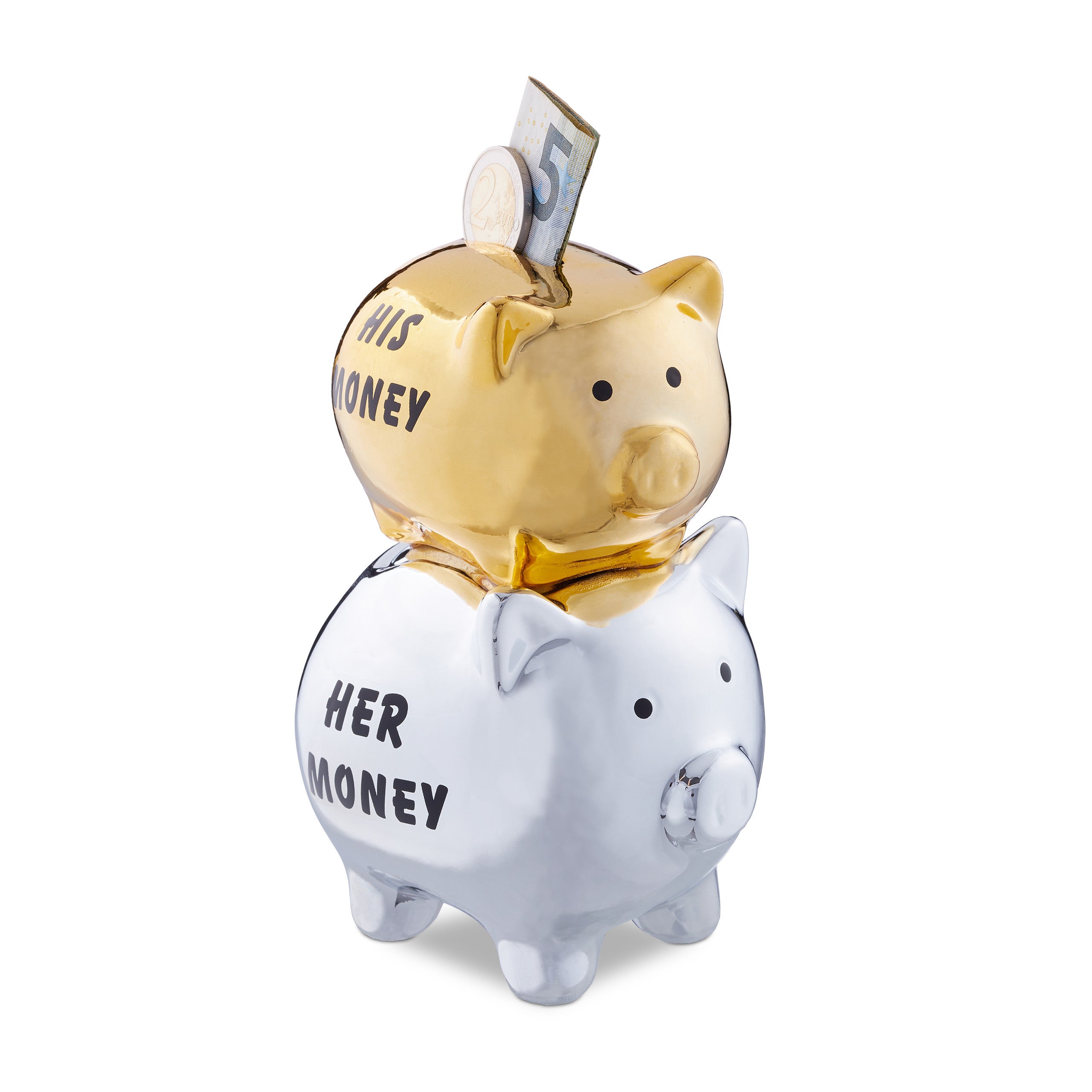 Relaxdays Tirelire cochon avec inscription His & Her Money, idée cadeau ...