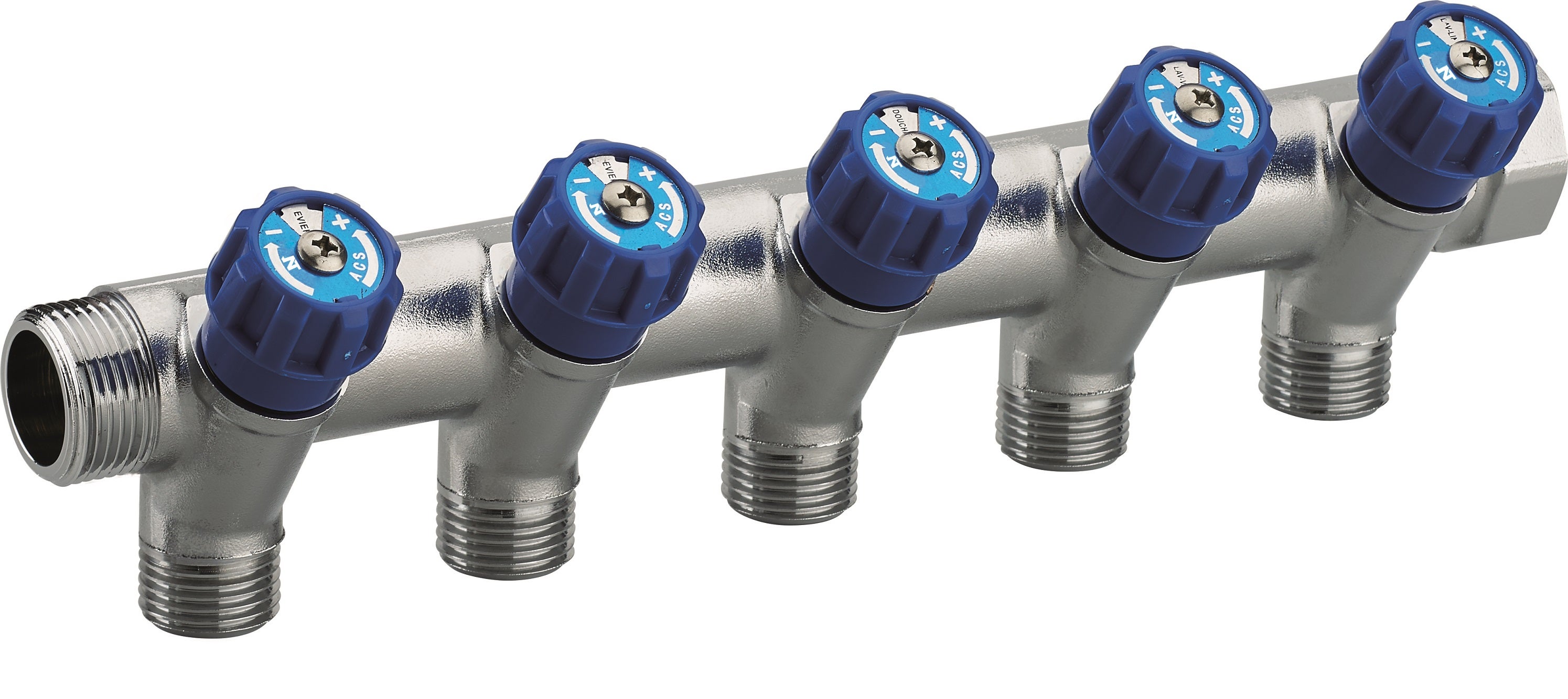 Collettore Maschio - Femmina 3/4 con rubinetteria blu - 5 uscite 1/2 QUICK PLOMBERIE | Leroy Merlin