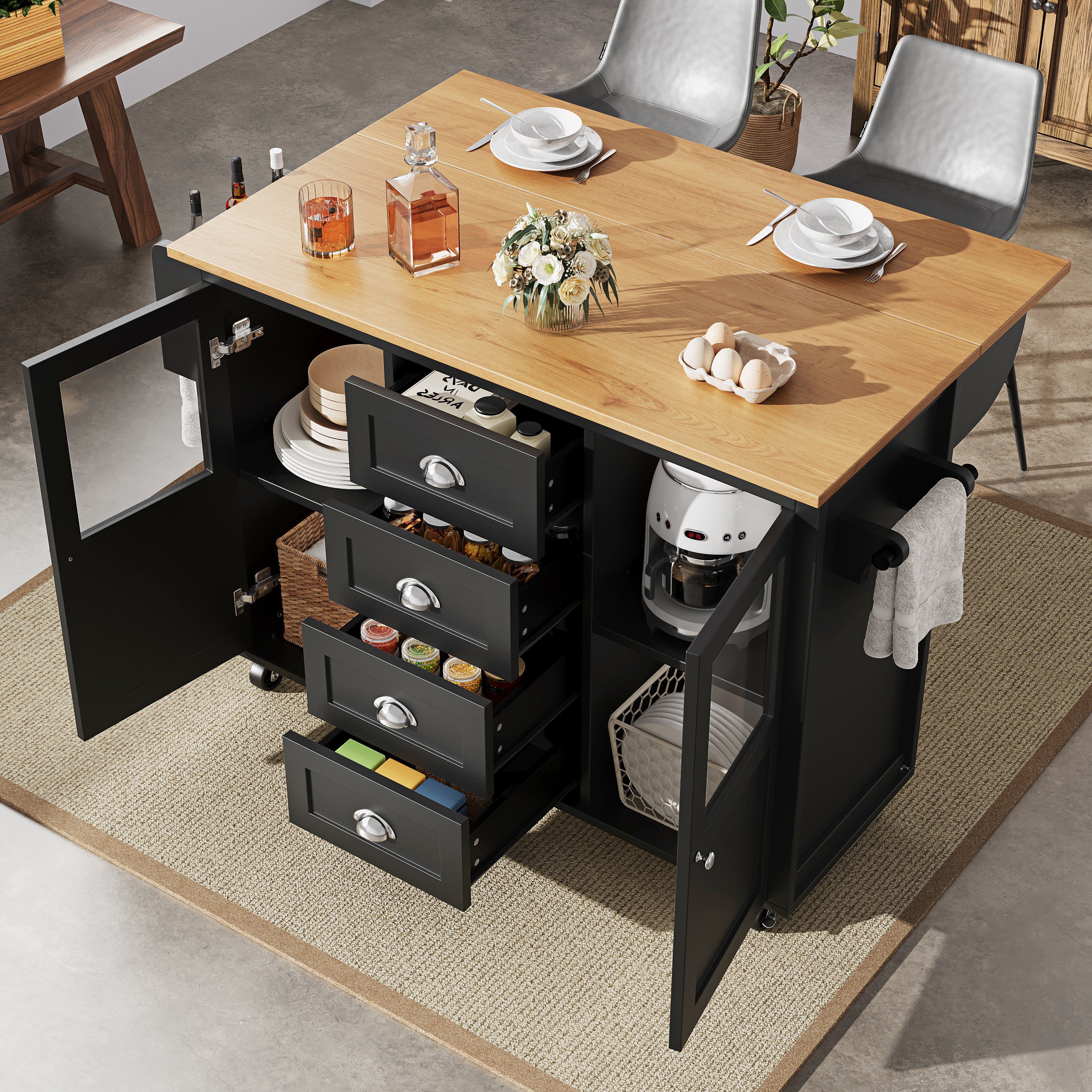 Îlot de cuisine moderne | Plan de travail | Comptoir de cuisine MDF ...