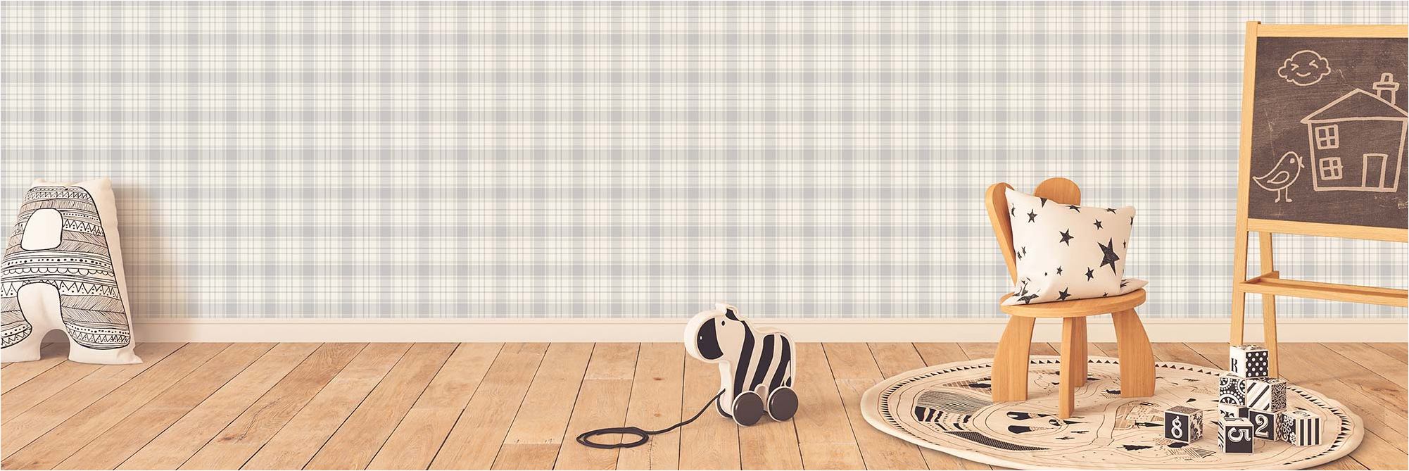 Papier Peint Chambre enfant M1-No.730 Beige Gris Kariert Géometrique ...