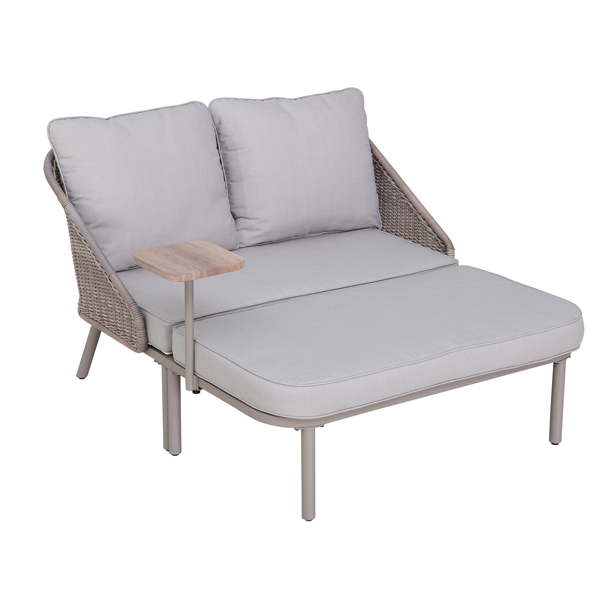 Méridienne de jardin en acier/rotin PORTO - 142 cm x 128 cm, gris ...