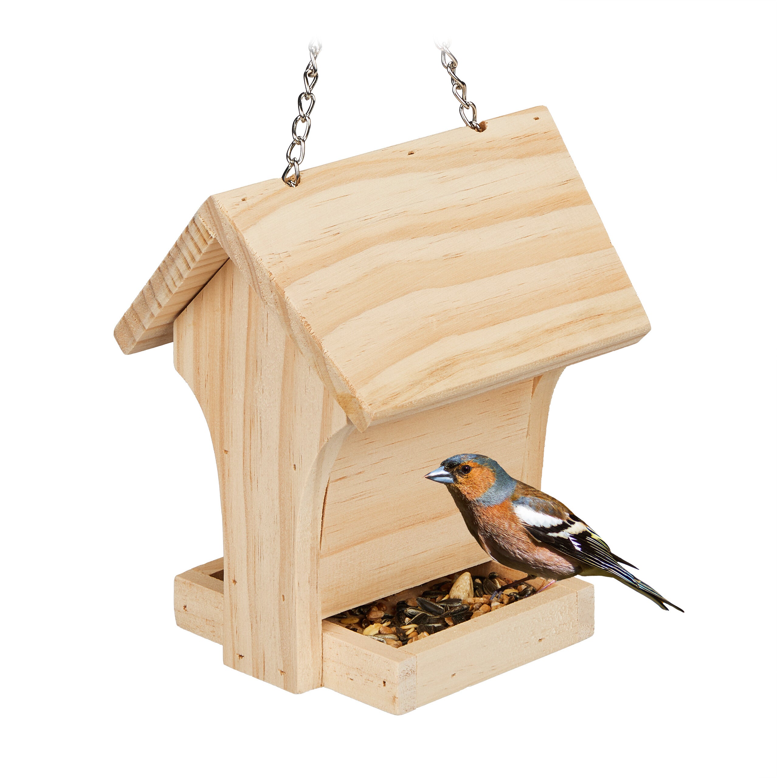Relaxdays Comedero para Pájaros con Techo Elevable, Colgante, para Aves ...
