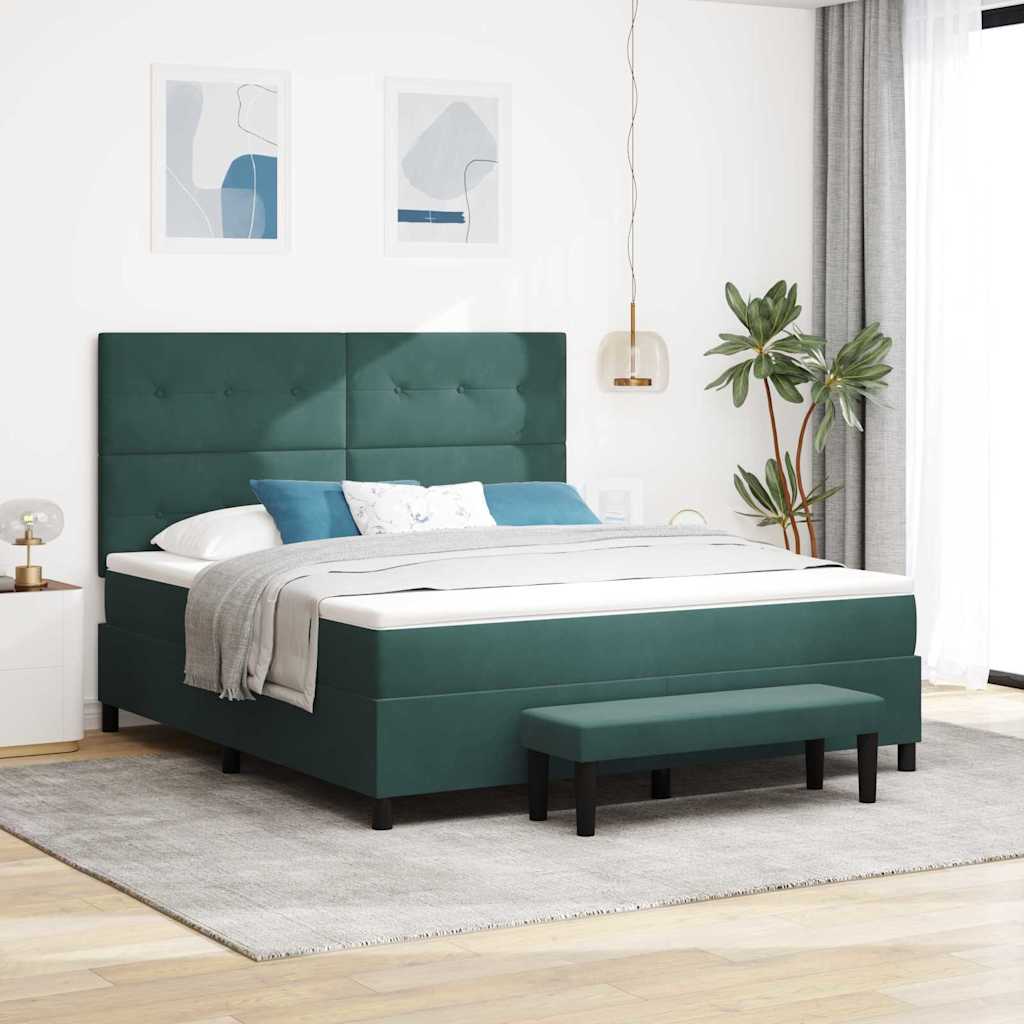 Cama tipo Box Spring Verde oscuro 200 x 180 cm Terciopelo | Leroy Merlin