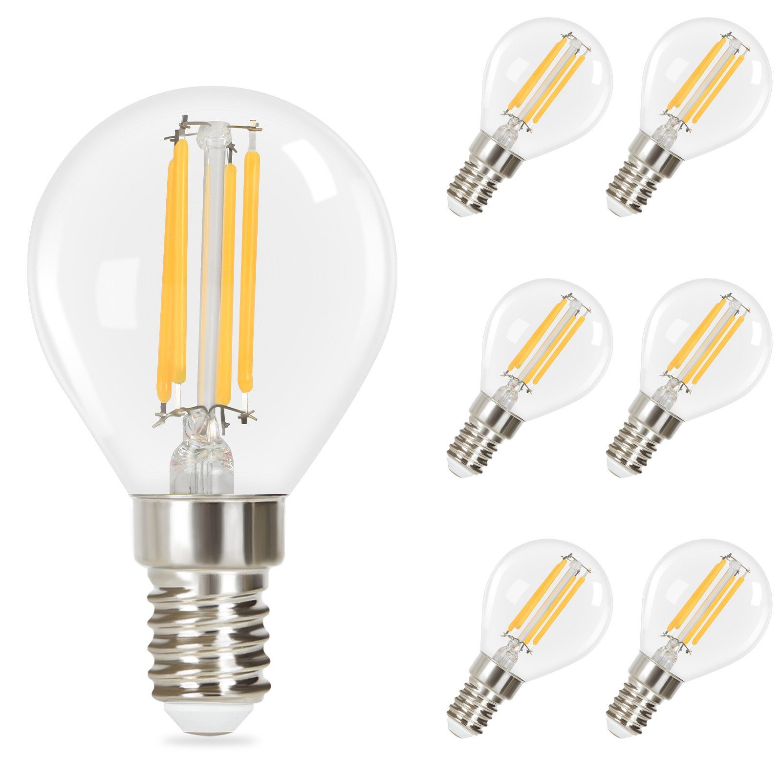 NETTLIFE Lot de 6 ampoules LED E14 vintage Edison - ampoules à filament blanc chaud G45 2700K 4W ...