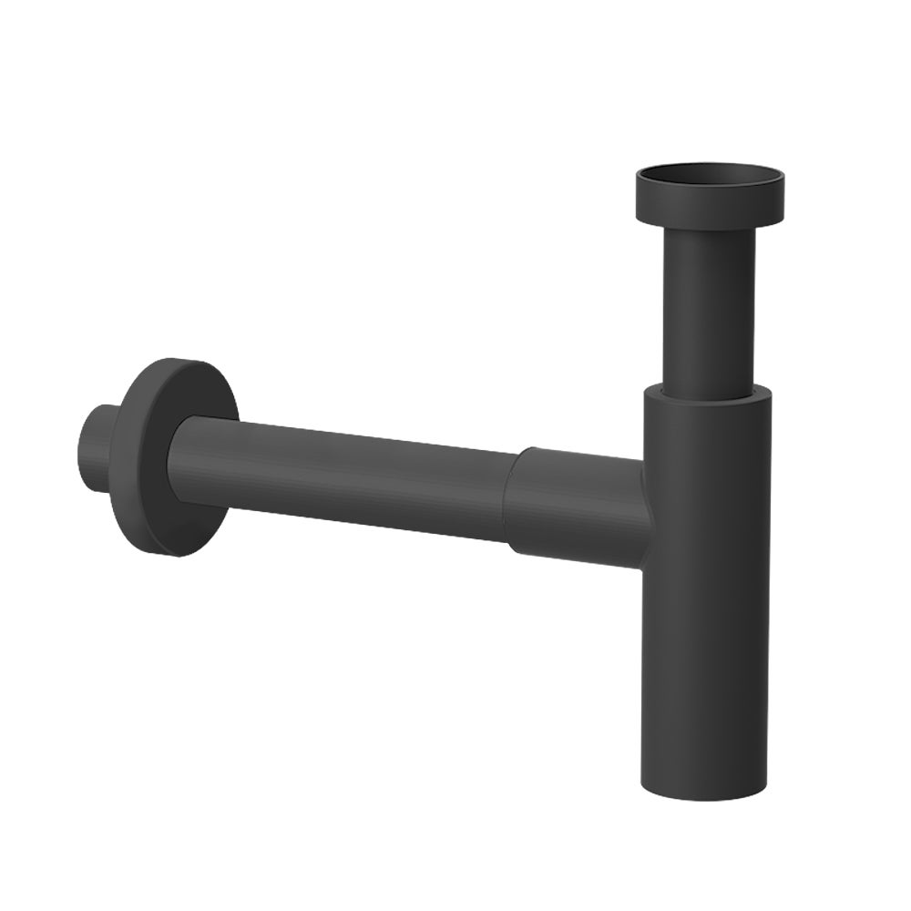 Siphon noir opaque pour lavabo Installation universelle Tube rond ...