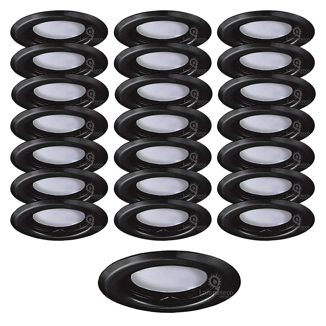 Lot De 25 Spots Encastrables Fixe Noir Mat Avec Gu10 Led 5w Eqv 50w