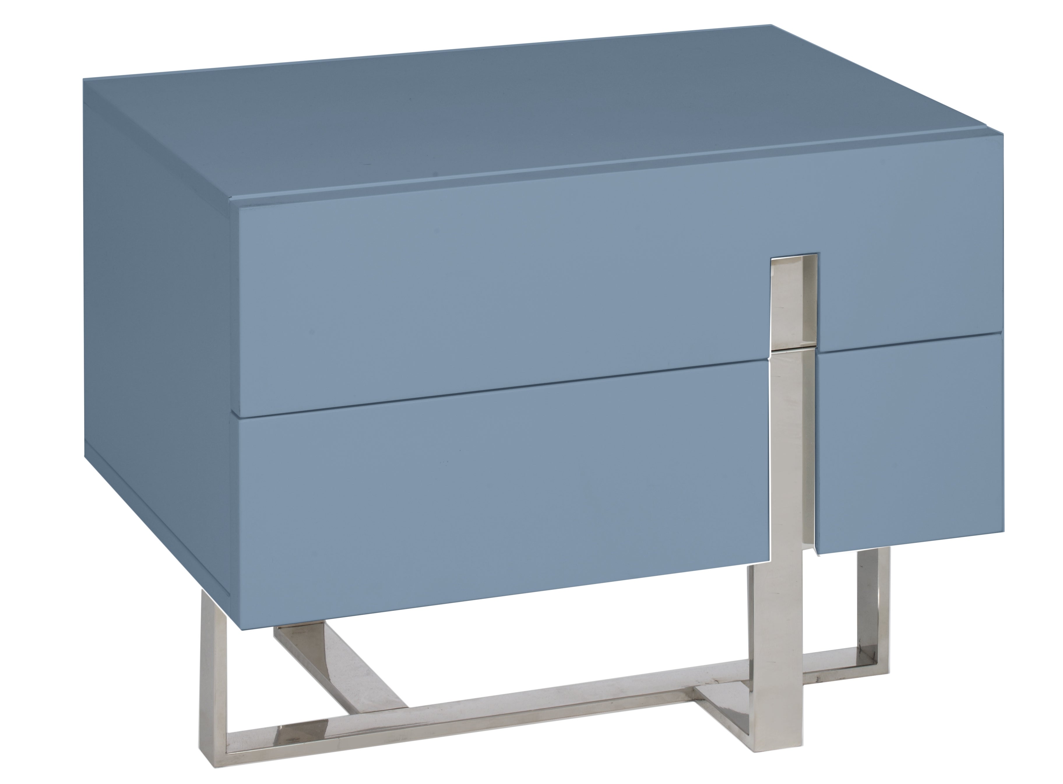 Chevet design bois laqué bleu et pieds acier chromé Dezina | Leroy Merlin