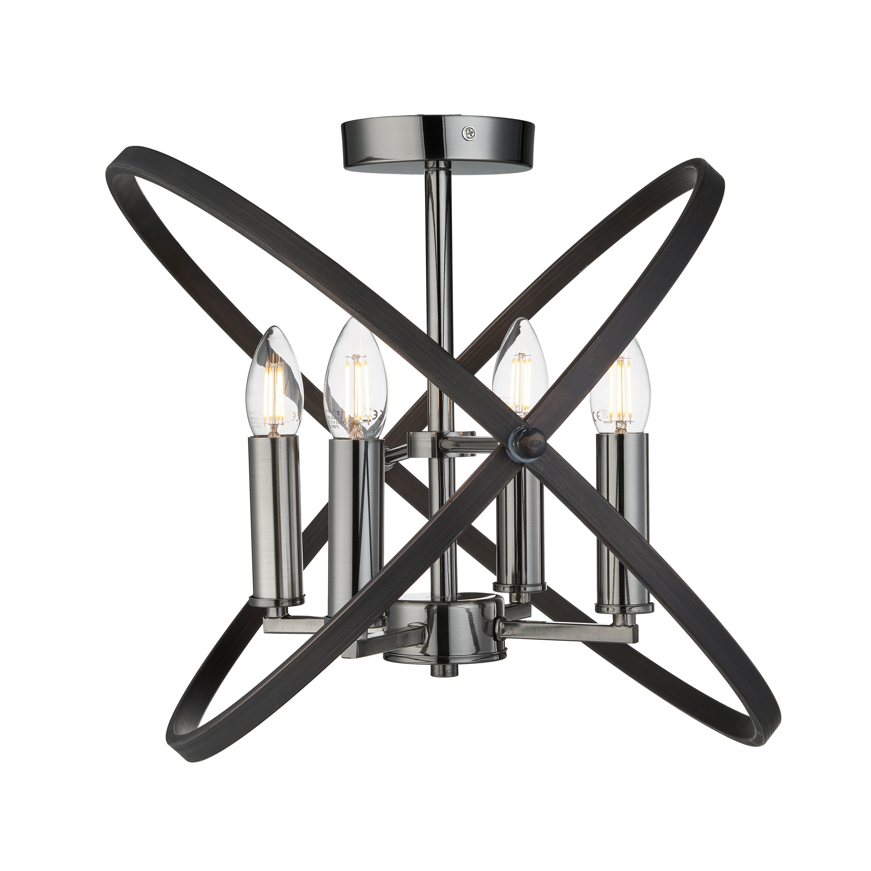 Plafonnier hoopla 4 ampoules étain | Leroy Merlin