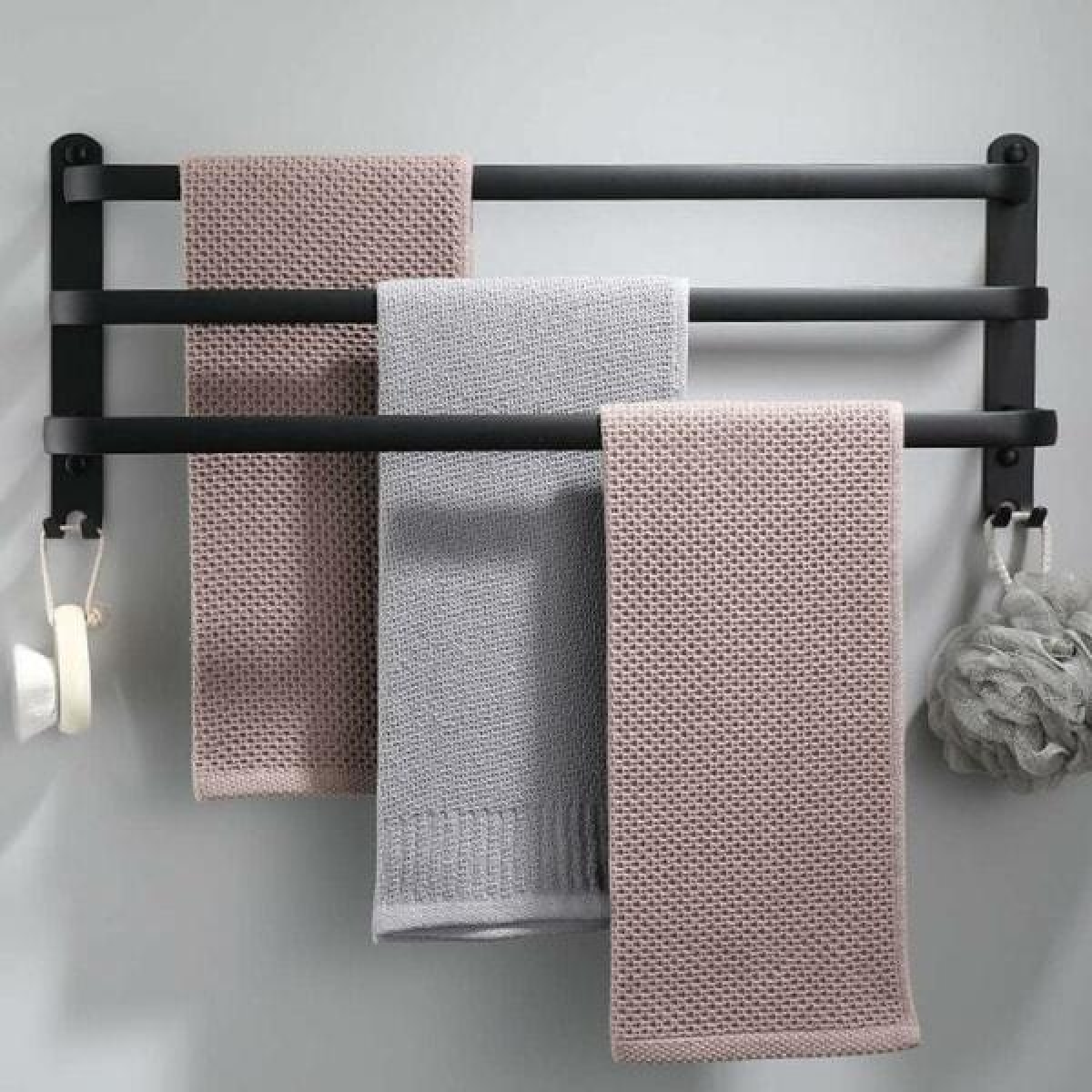 Porte-serviettes suspendu à trois couches de 50 cm, sans perforation ...