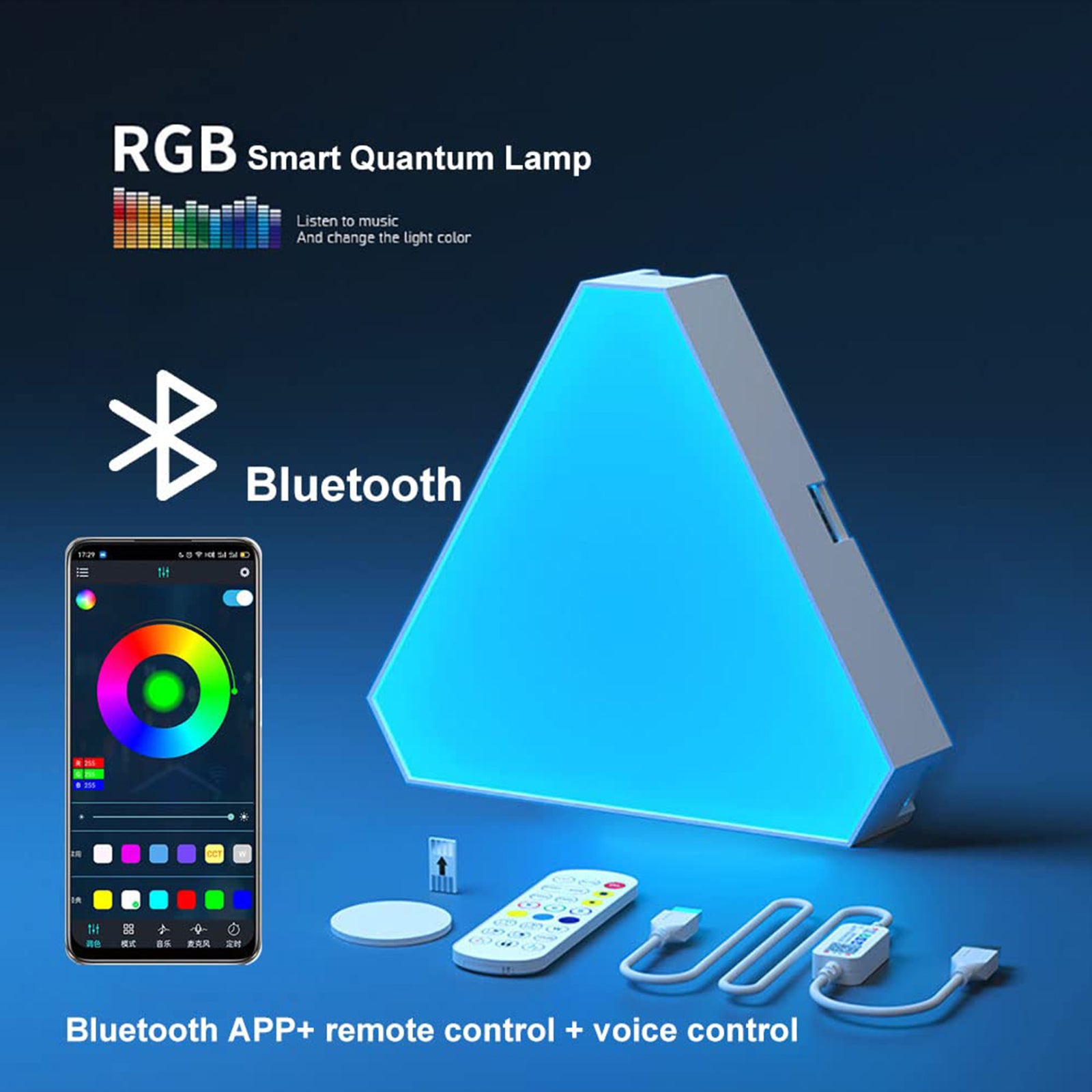 Bluetooth con Control de App, Lámpara Triangular LED Magic Color ...