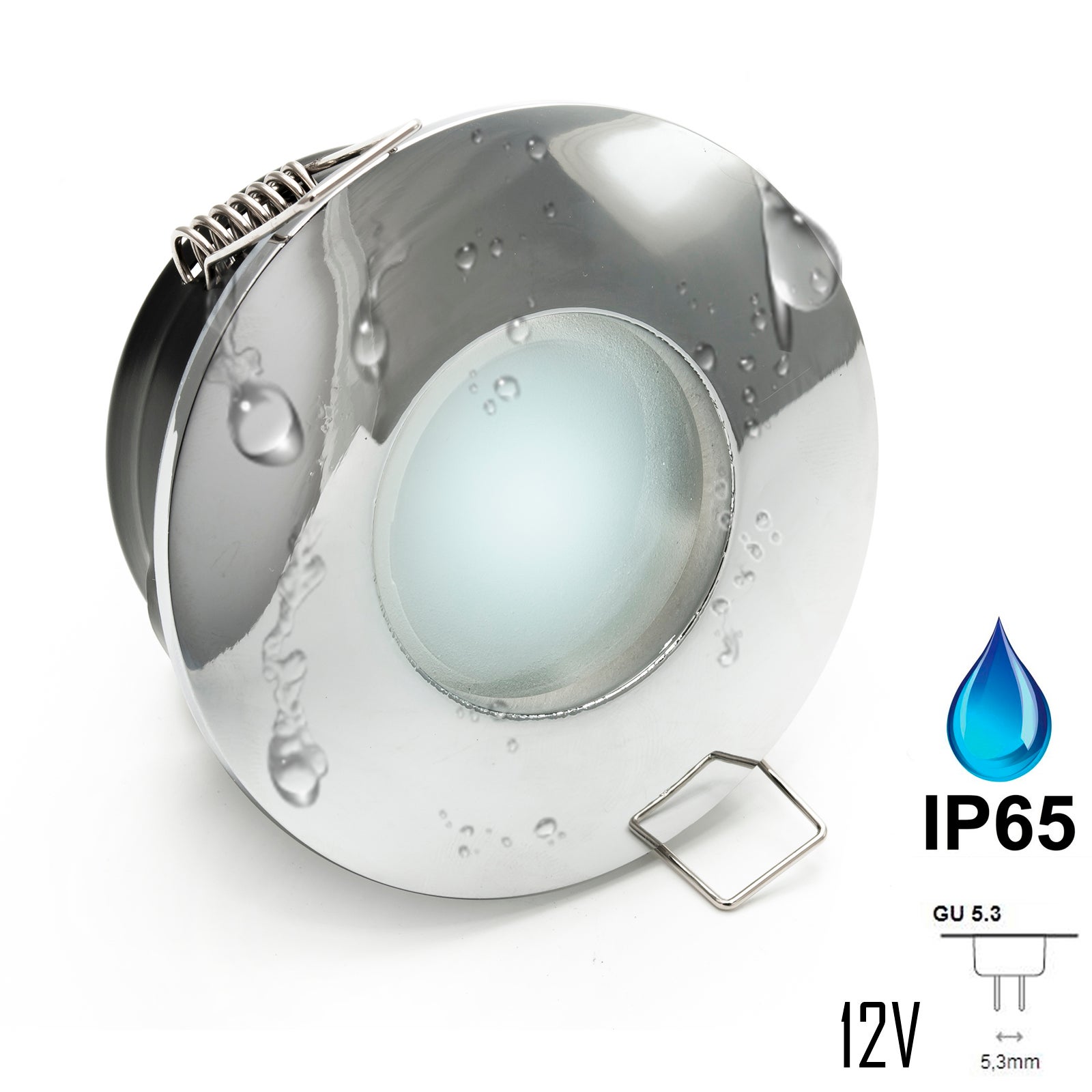 Spot encastré à LED étanche IP65 pour douche 12V MR16 7W COULEUR ARGENT CHROME 4000K | Leroy Merlin