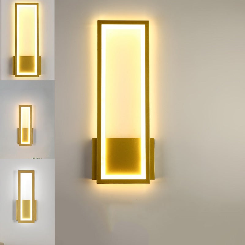 Aplique LED de pared moderno para interiores, rectangular de metal, 3 ...