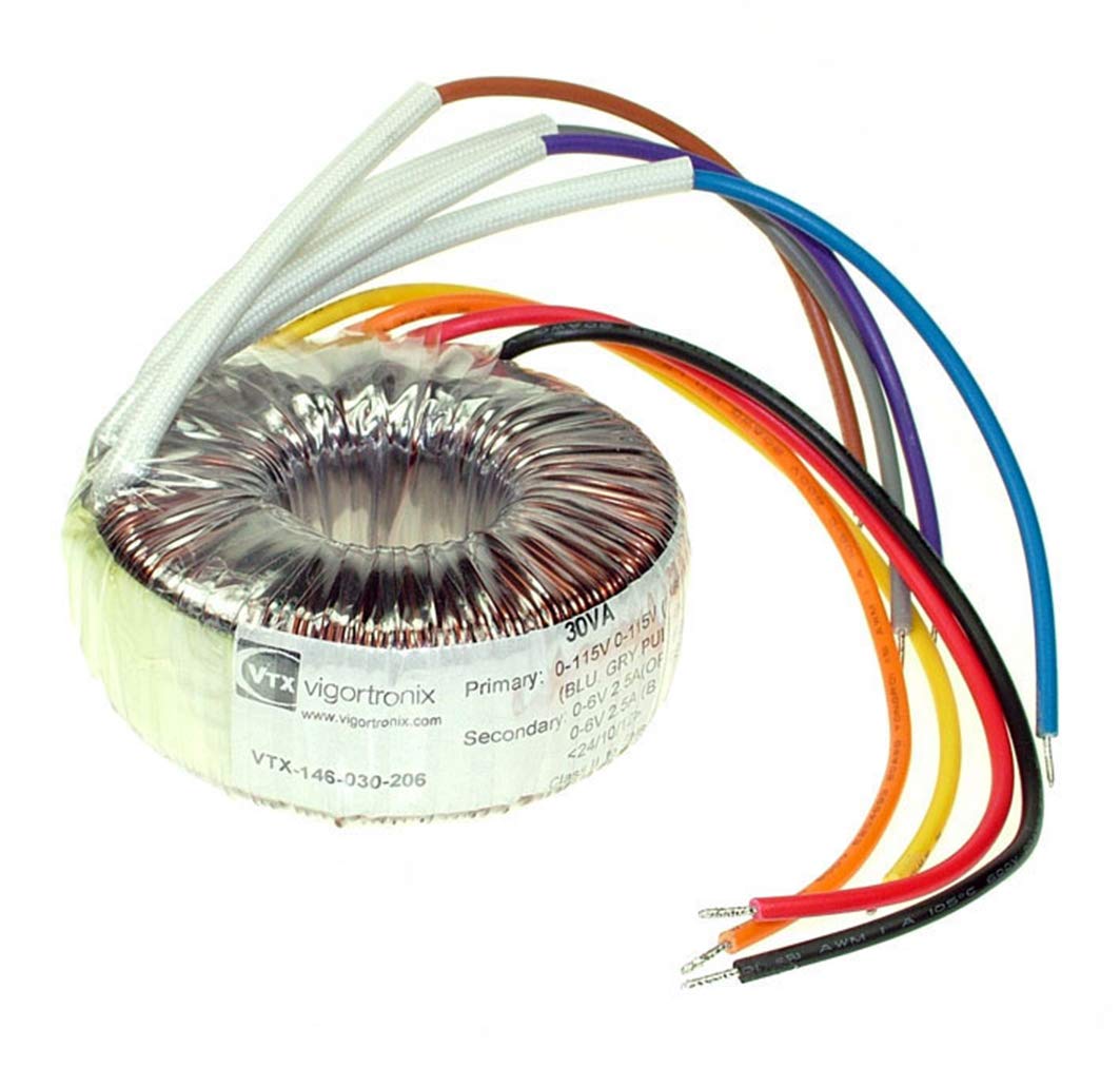 VIGORTRONIX Trasformatore toroidale da 80 VA, 2 x 115 V, 2 x 24 V, VTX ...