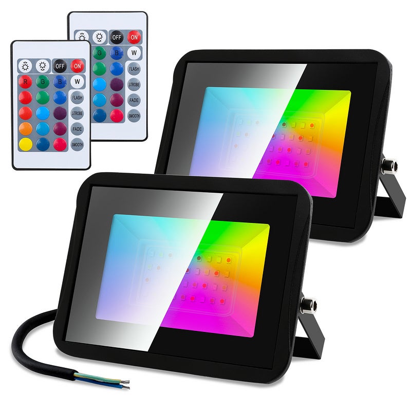 Foco LED 2x RGB con mando a distancia en aluminio fundido a presión ...