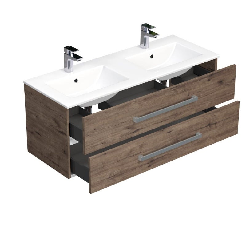 Naturel Meuble de salle de bain avec vasque Naturel Cube Way 120x53x46 ...