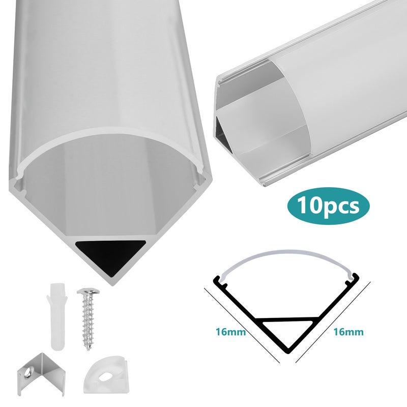 Perfil LED de aluminio, perfil LED en forma de V de 10 x 1 m, perfil ...