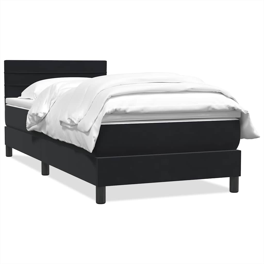 Cama box spring con colchón terciopelo negro 90x220 cm — COMFORTXL ...