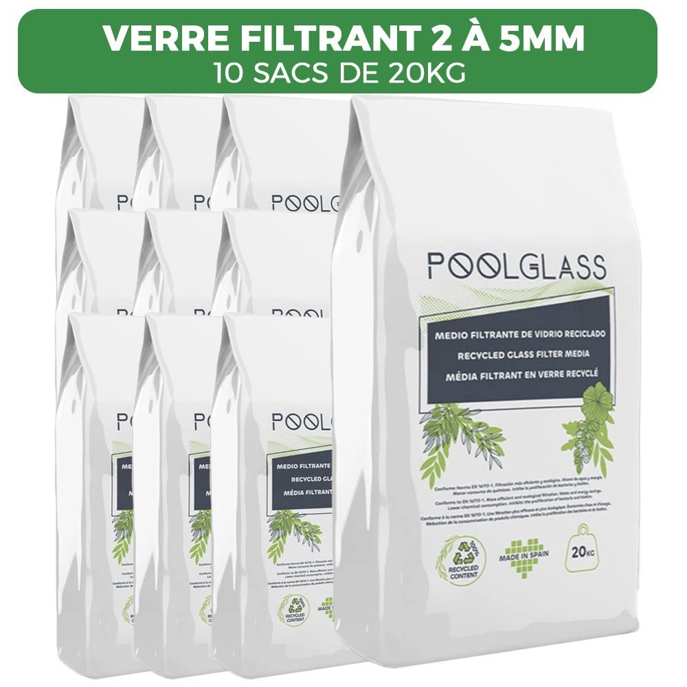 10 sacs de verre filtrant pour piscine de 2 à 5mm - 20kg | Leroy Merlin