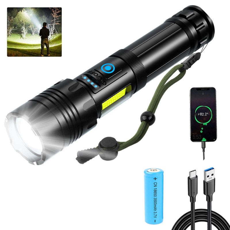 Lampe torche rechargeable LED XHP70, 20 000 lumens, 7 modes, zoomable ...