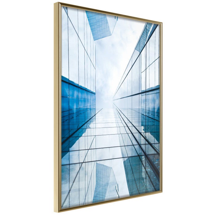 Affiche Murale Encadrée "Steel and Glass Blue" 40 x 60 cm Or | Leroy Merlin