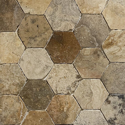 Dallage en travertin Scabas - Hexagone x 15 cm - Vendu au paquet de 0 ...