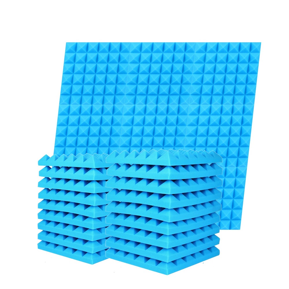 12 pièces de coton d'isolation acoustique pyramidale bleue, coton d ...