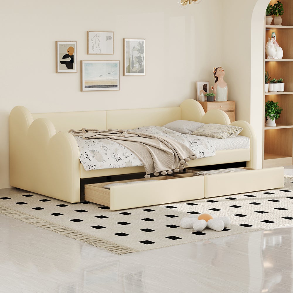 Canapé-lit Lit 90x200 cm Lit banquette avec 2 compartiments de ...